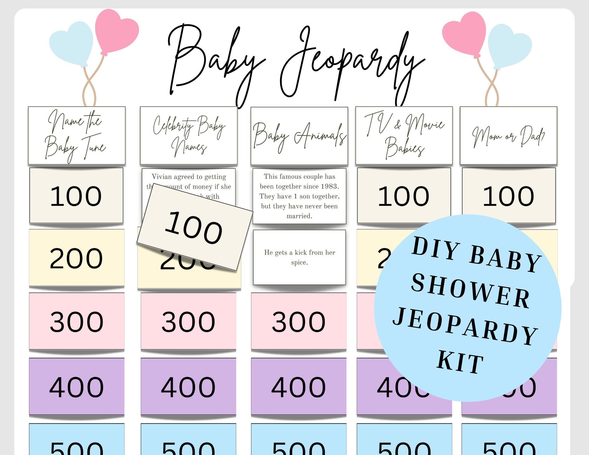 Baby Shower Jeopardy Game for Boy or Girl, Baby Jeopardy Printable ...
