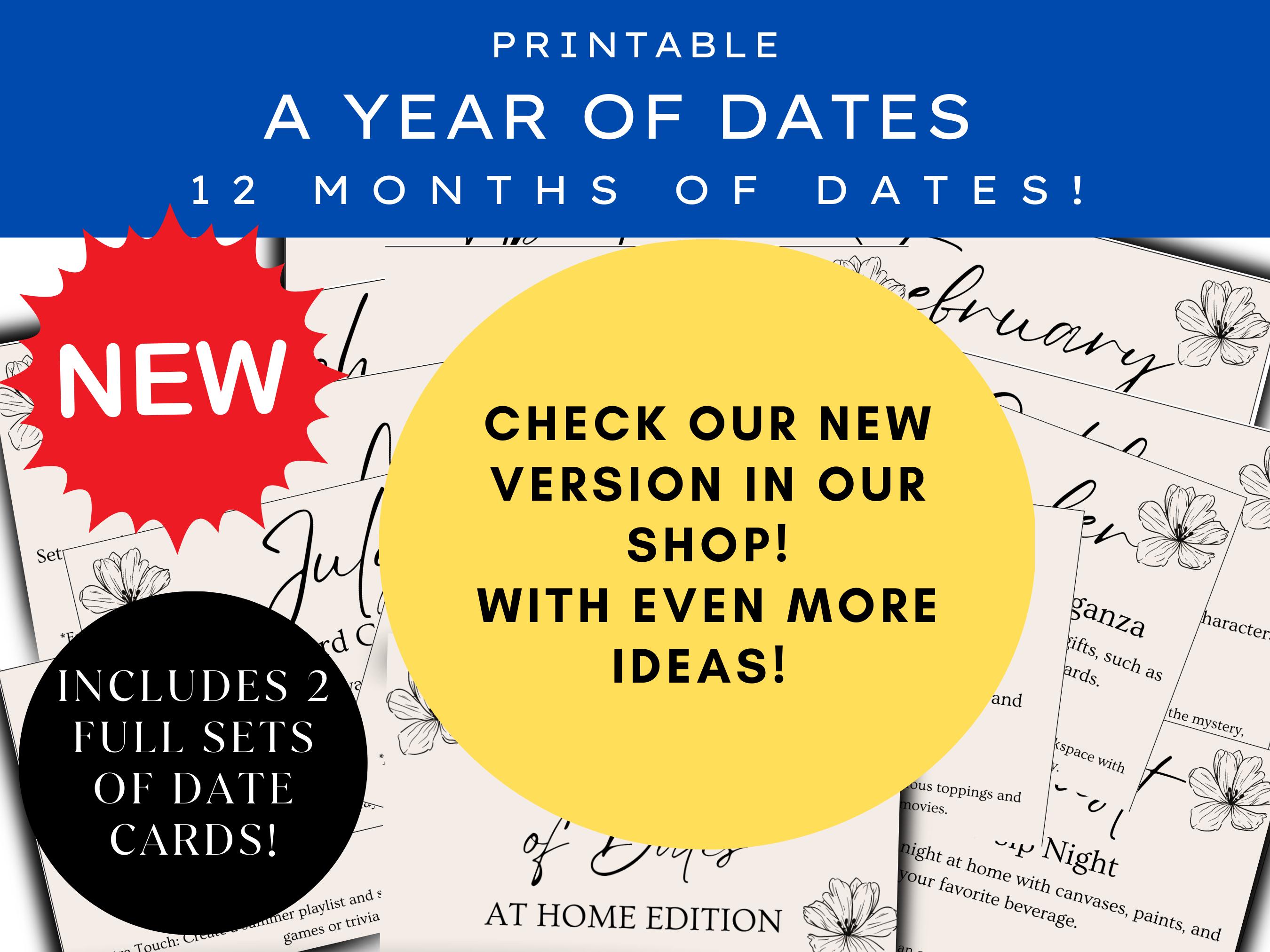 12 Months of Dates Cards With Options | Couples Gift Idea | Gift for ...