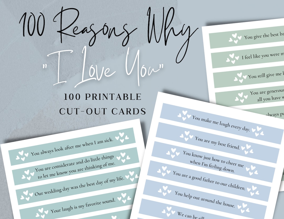 Reasons I Love You Cards for Reasons Why I Love You Jar | Romantic I ...