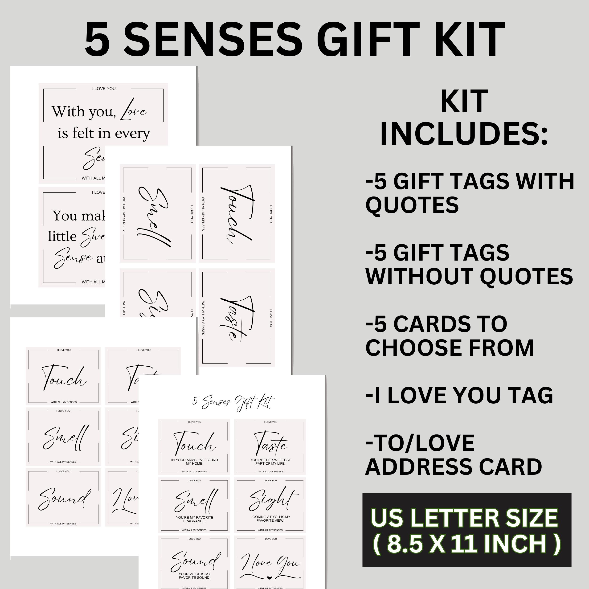 Five Senses Gift Tag and Cards | 5 Senses Gift Labels Printable | Five ...