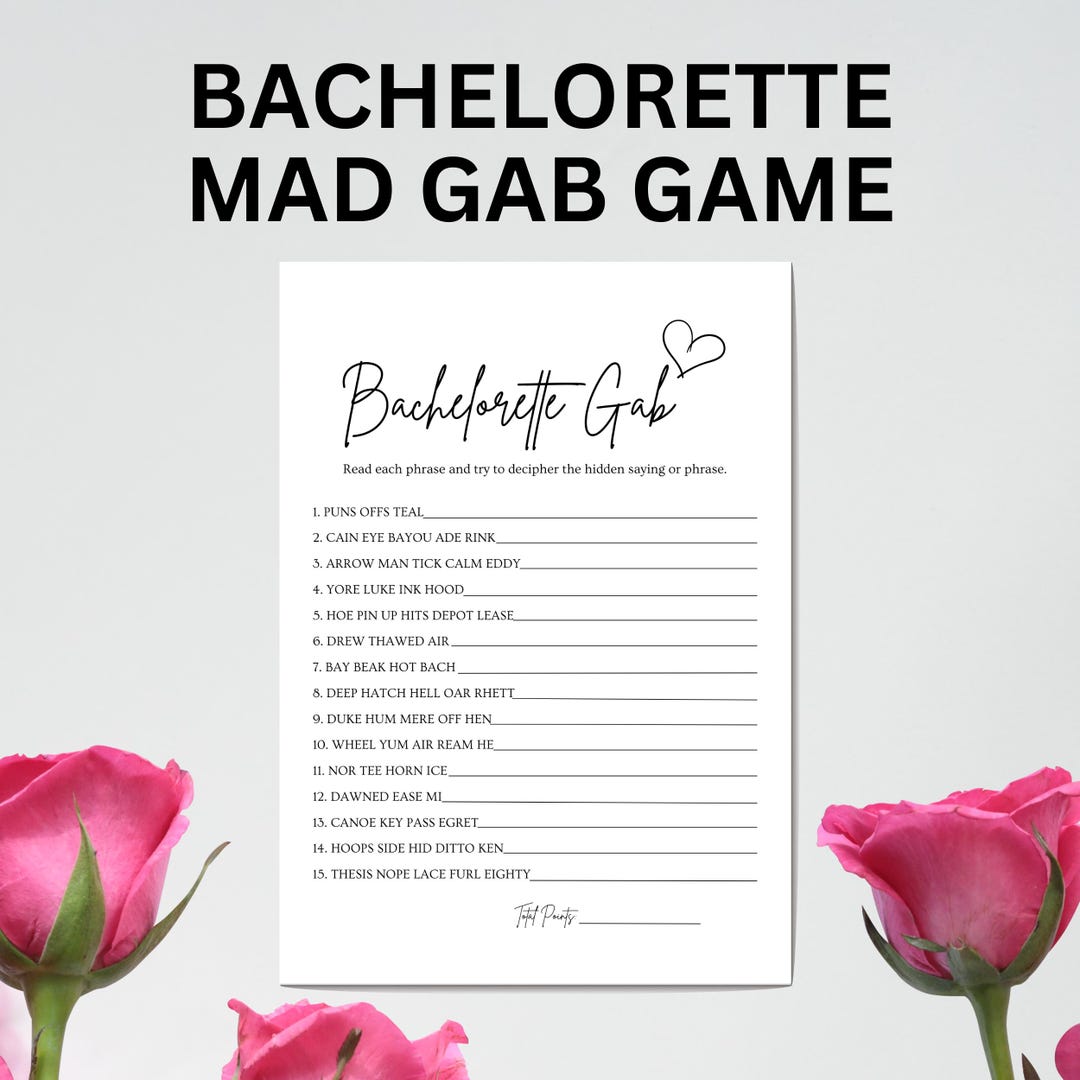 Bachelorette Mad Gab Printable Game | Bachelorette Party Mad Gab Unique ...