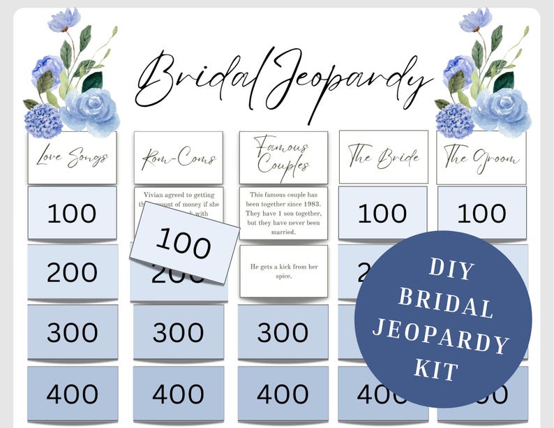 Bridal Jeopardy Blue Instant Download Game Bachelorette Jeopardy Game ...