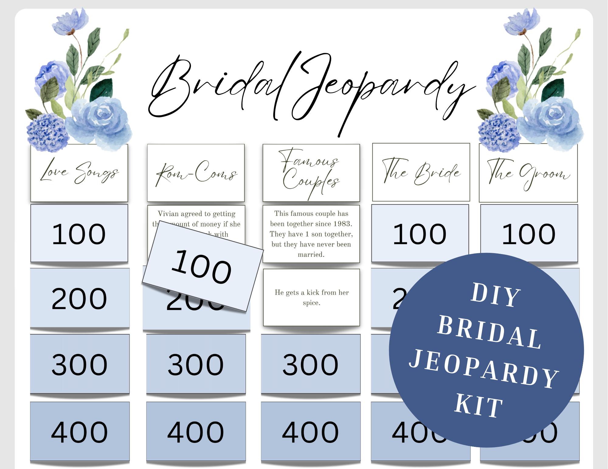 Bridal Jeopardy Blue Instant Download Game Bachelorette Jeopardy Game ...