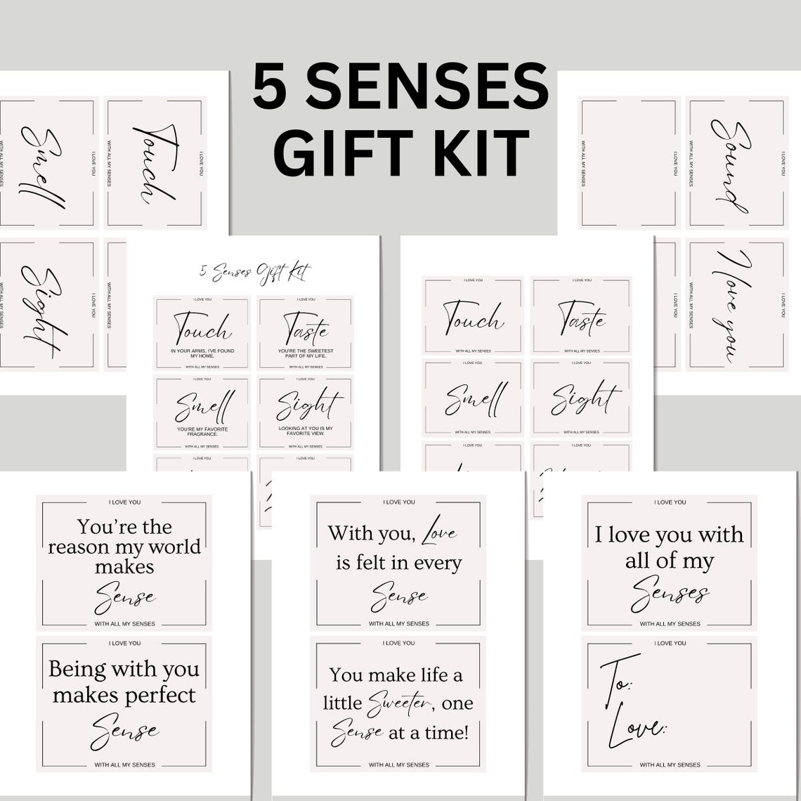 Five Senses Gift Tag and Cards | 5 Senses Gift Labels Printable | Five ...
