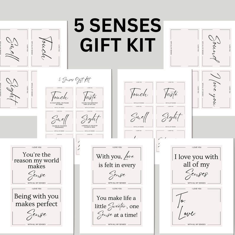 Five Senses Gift Tag and Cards | 5 Senses Gift Labels Printable | Five ...