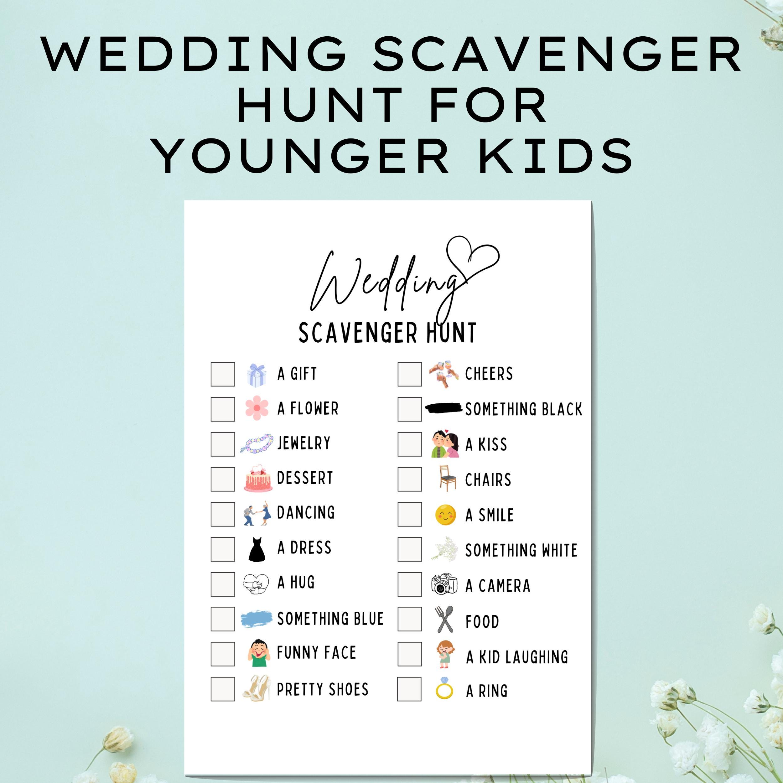 Wedding Scavenger Hunt for Kids | Wedding Reception Scavenger Hunt ...