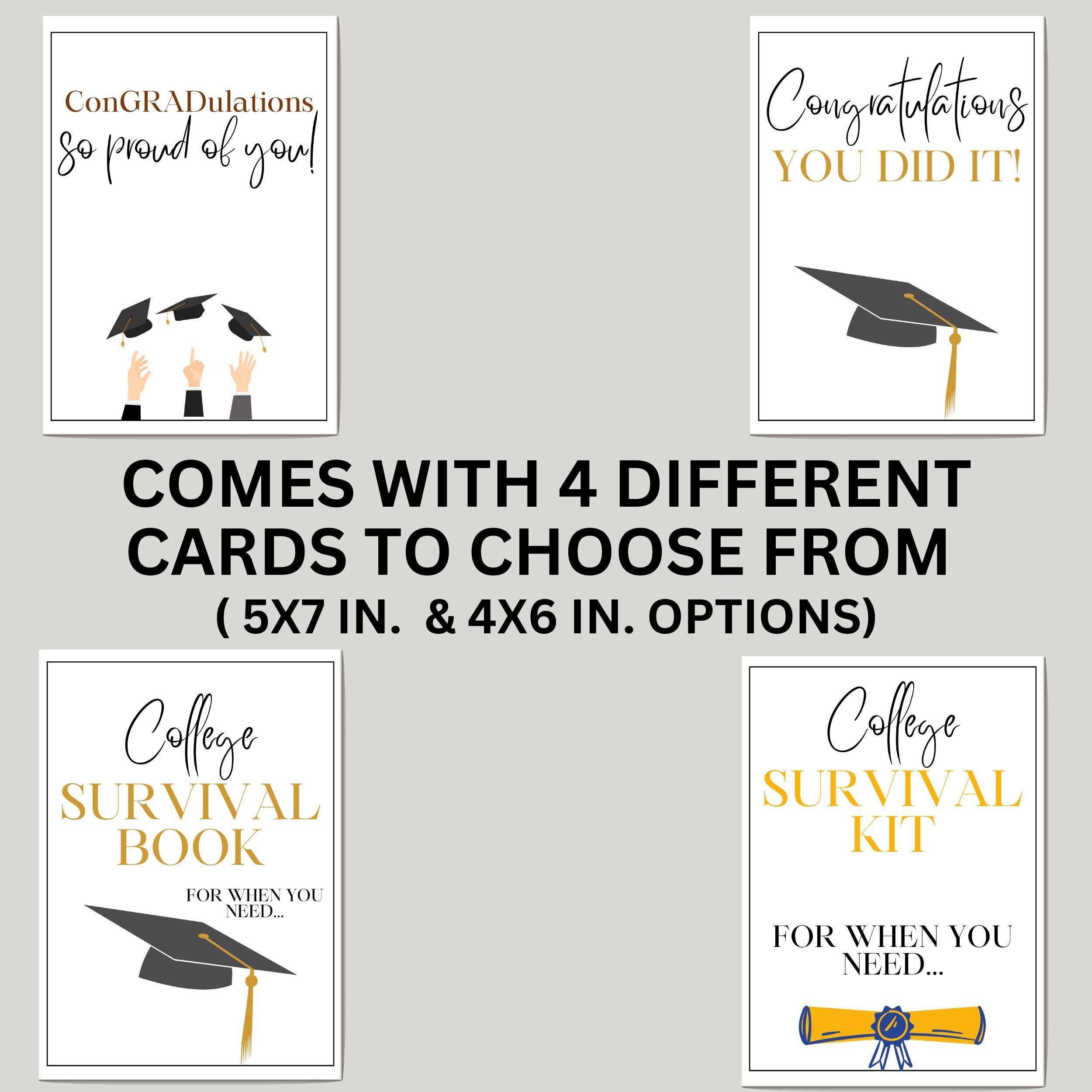 College Survival Kit Gift Card Book Printable, College Graduation ...