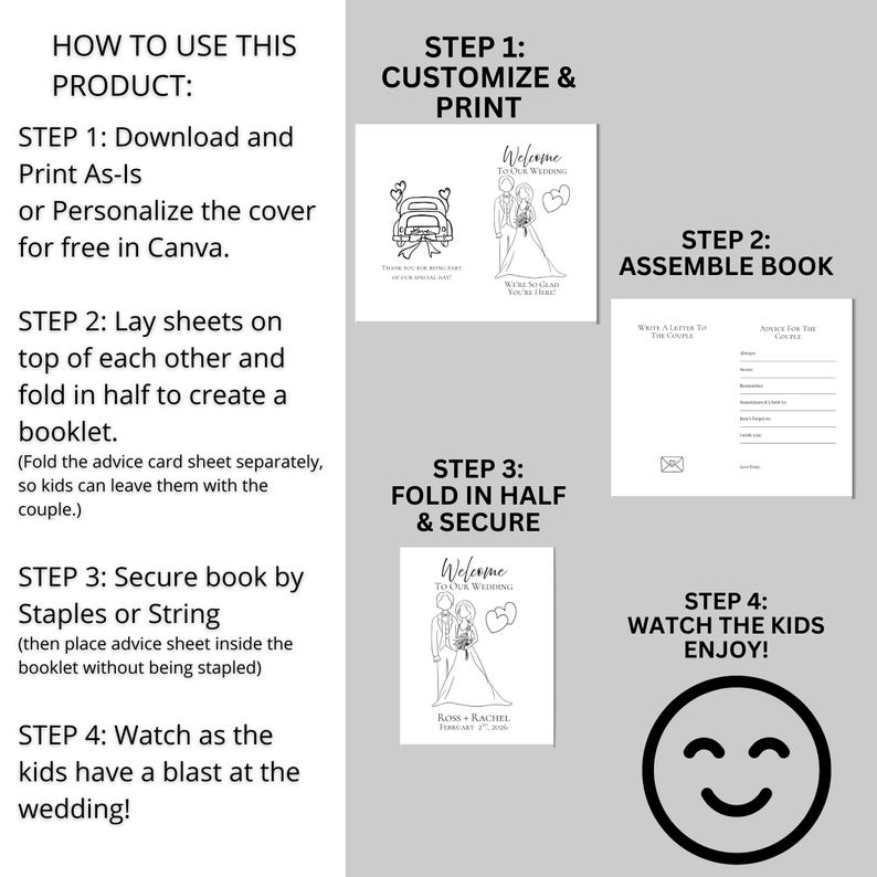 Personalized Kids Wedding Activity Book Editable, Wedding Coloring Book ...