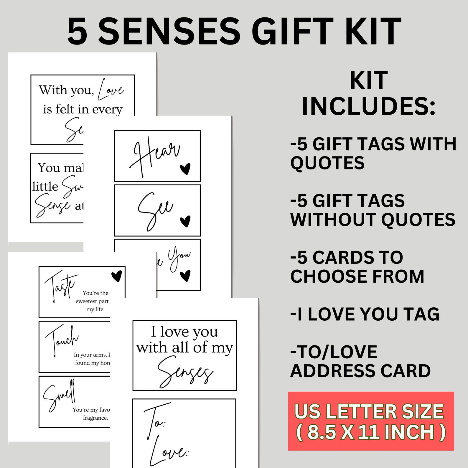 5 Senses Gift Tags Labels | Five Senses Gift Labels Printable | 5 ...
