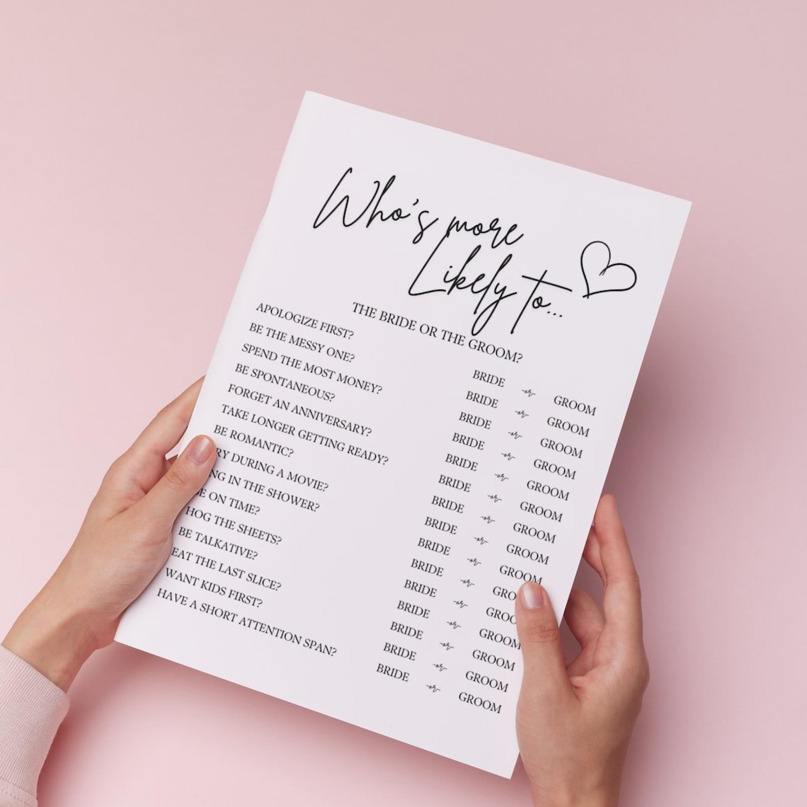 Who's More Likely Bridal Shower Game, Whos More Likely Wedding Shower ...