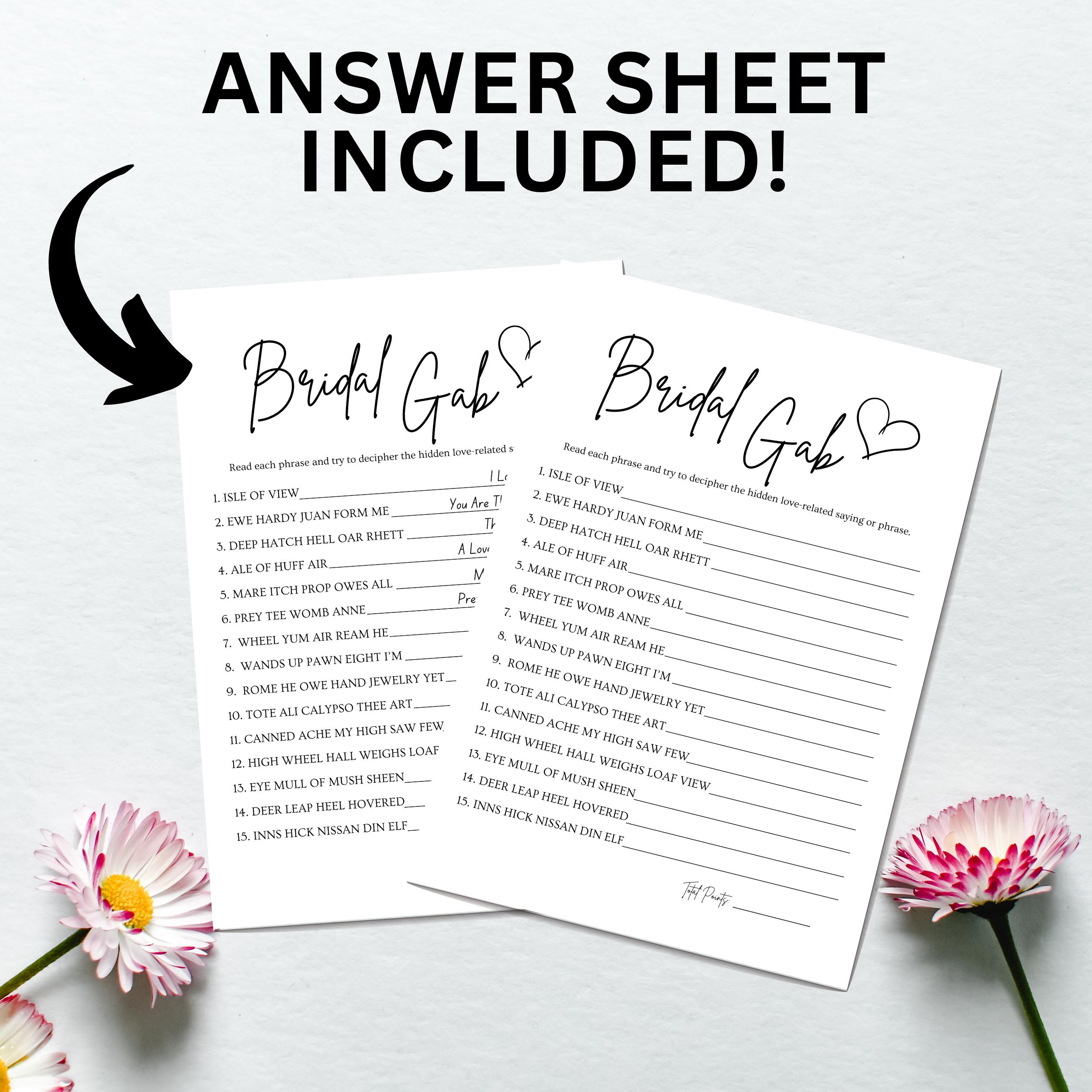 Bridal Shower Mad Gab Printable Game | Bridal Shower Mad Libs Unique ...