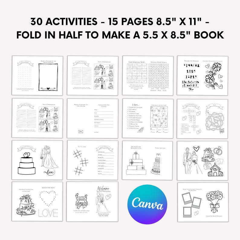 Personalized Kids Wedding Activity Book Editable, Wedding Coloring Book ...