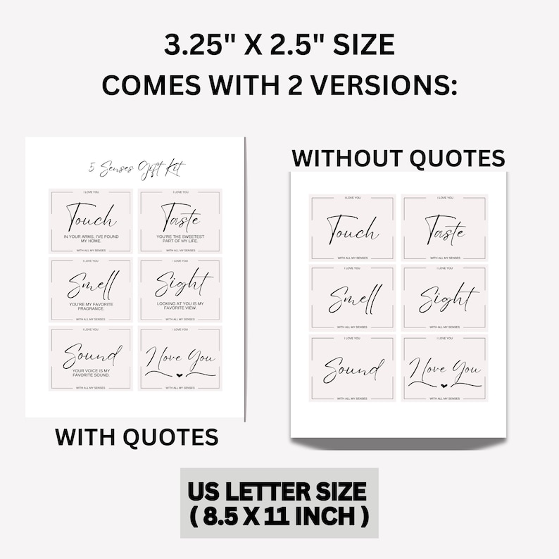 Five Senses Gift Tag and Cards | 5 Senses Gift Labels Printable | Five ...