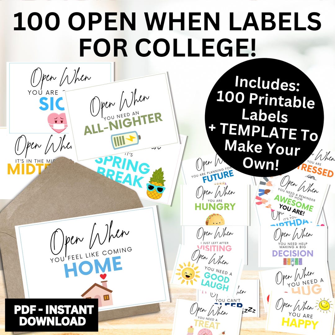 Open When Letter Labels College Students - Open When Envelope Labels ...