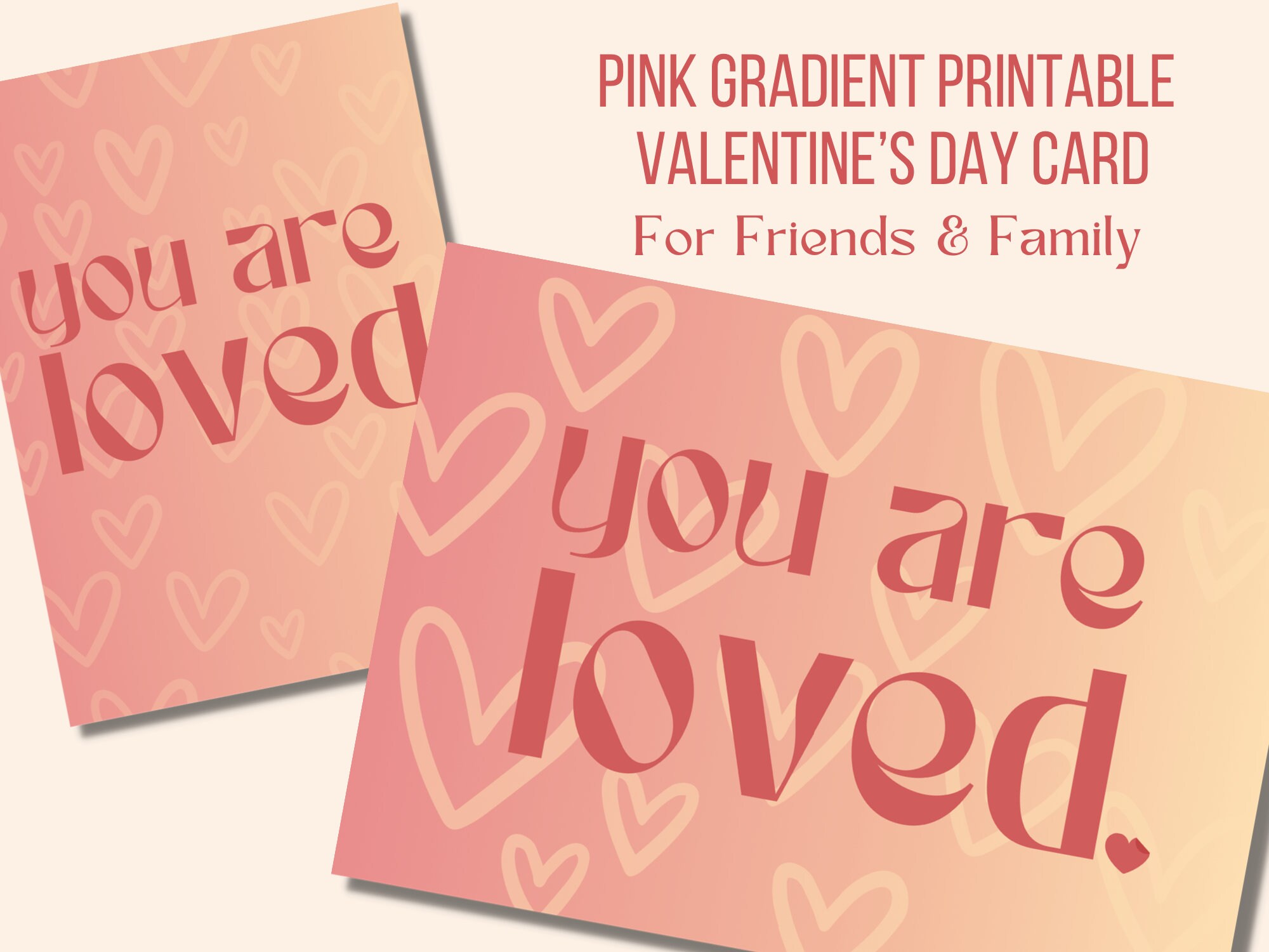 Pink Gradient Printable Valentines Day Card for Friends | Etsy