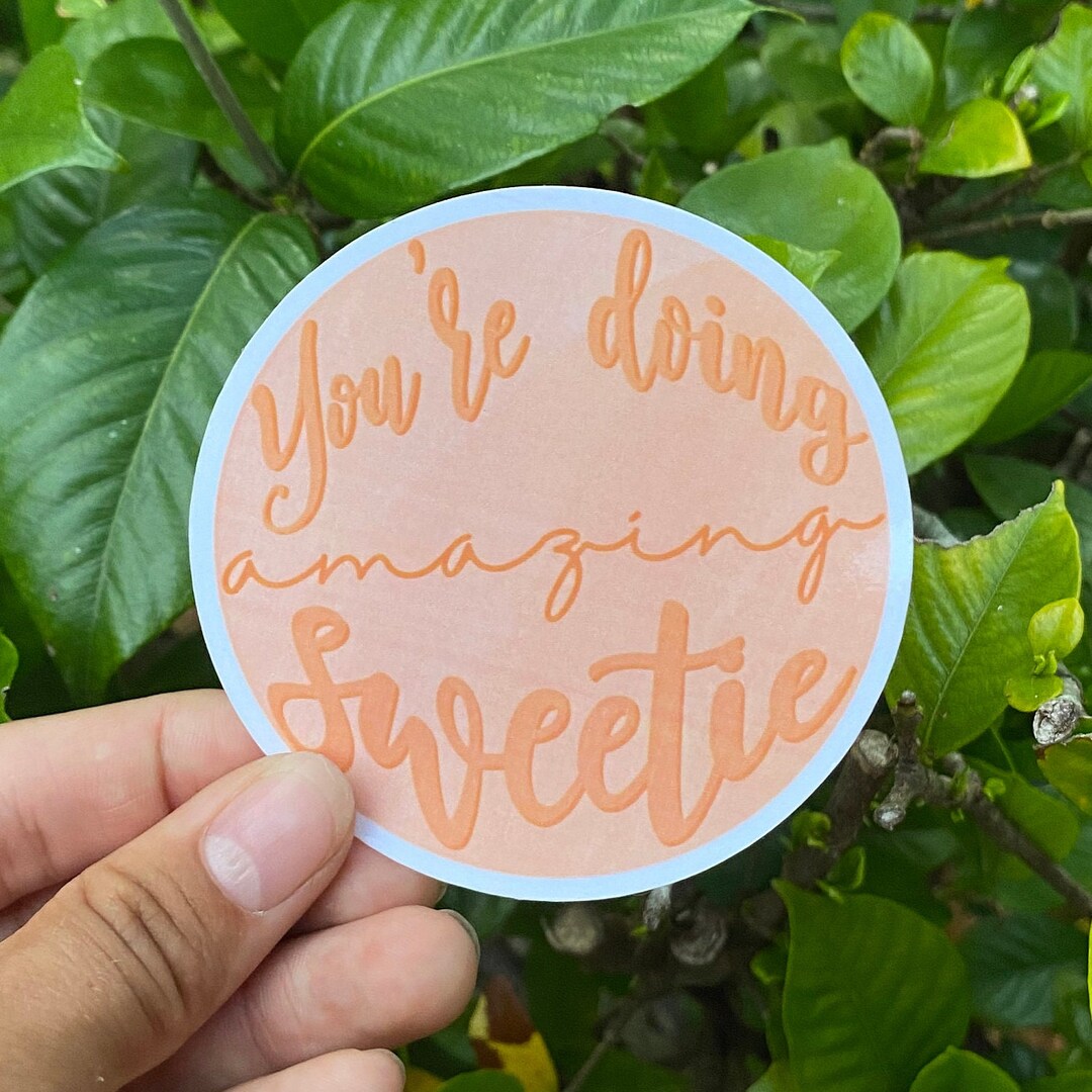 You’re Doing Amazing Sweetie Sticker, Sticker for Laptop, Peach ...