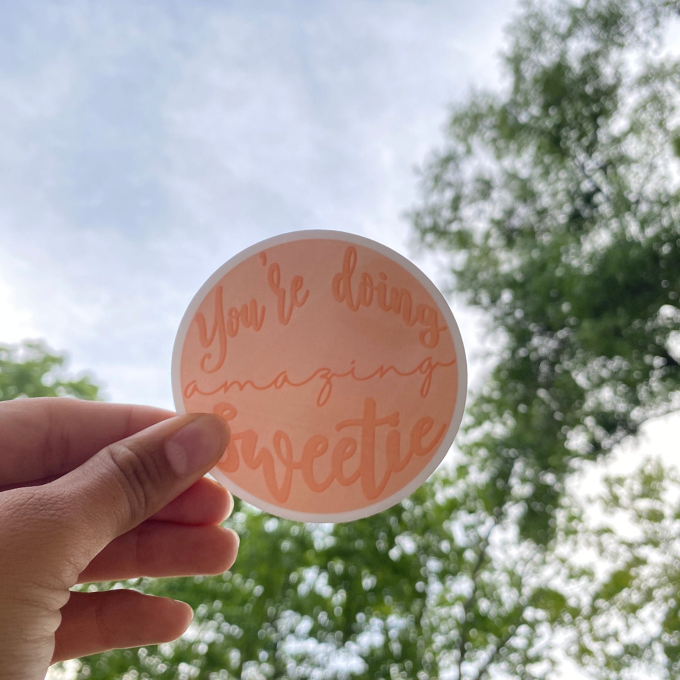 You’re Doing Amazing Sweetie Sticker, Sticker for Laptop, Peach ...
