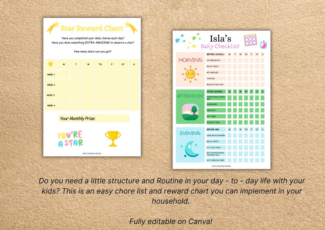Kids Chore Checklist and Reward Chart - Etsy