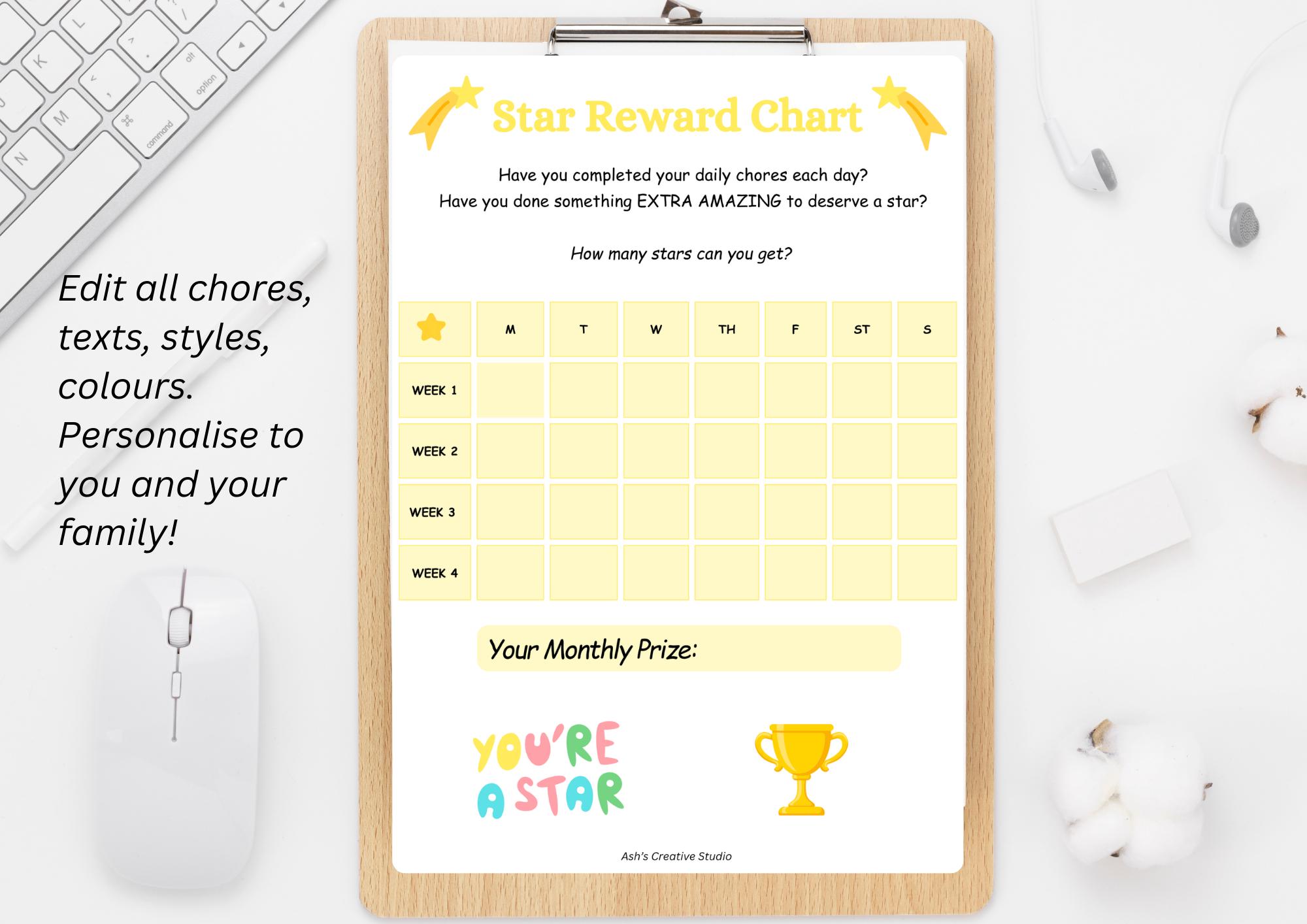 Kids Chore Checklist and Reward Chart - Etsy
