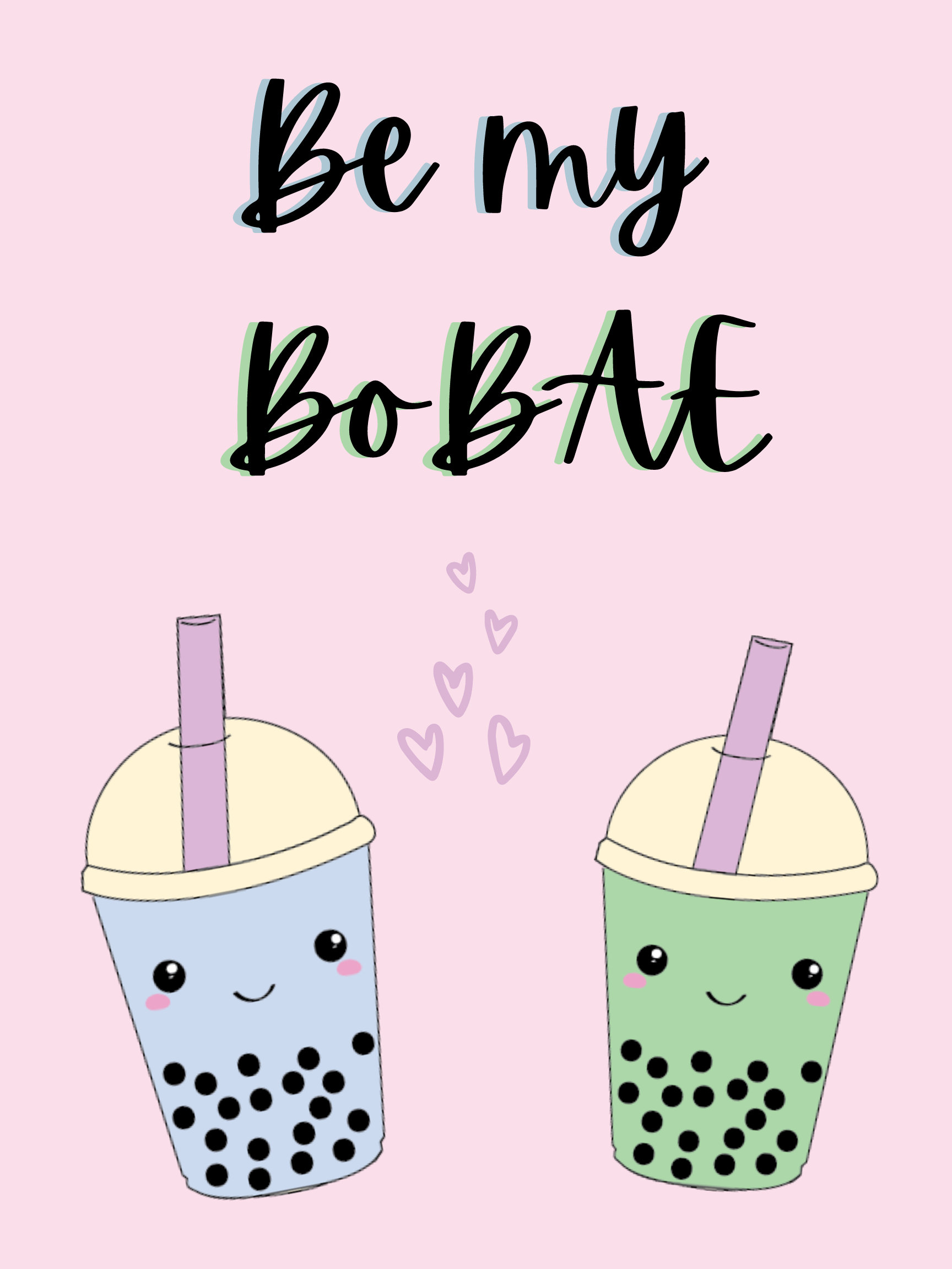 Cute Boba Themed Card Digital Download - Etsy