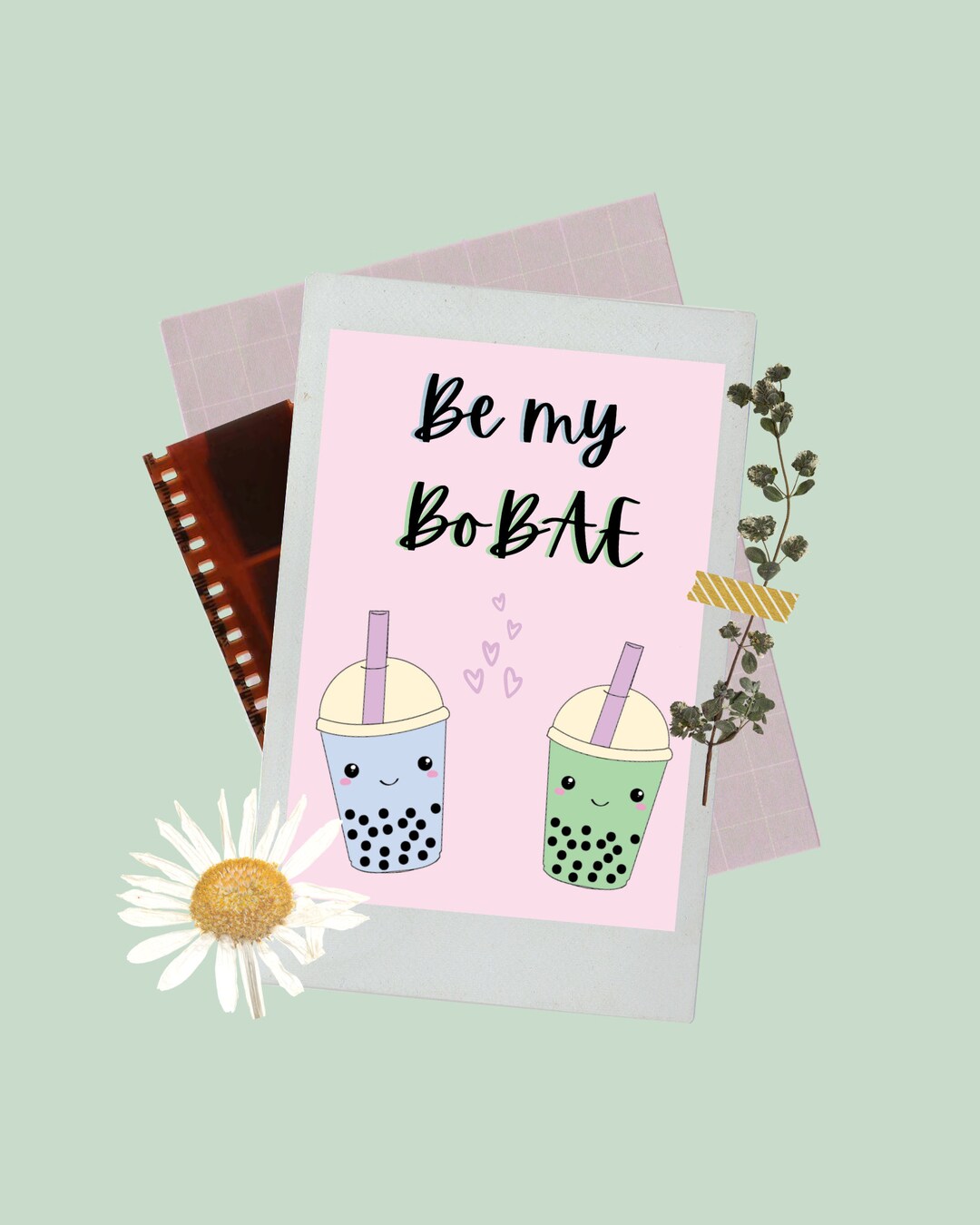 Cute Boba Themed Card Digital Download - Etsy