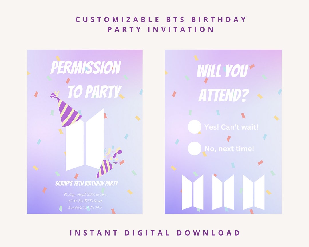 BTS Permission to Dance Themed Birthday Invitation Template | Template ...