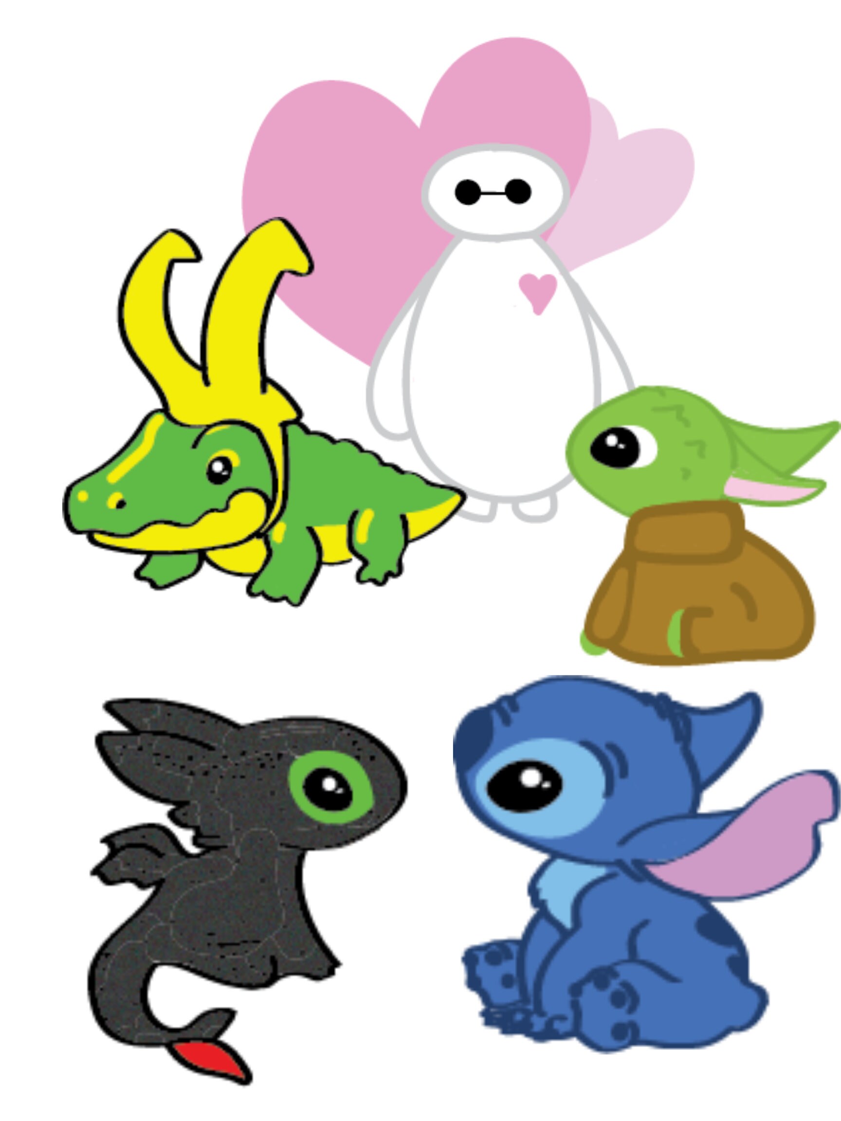 Cute Character SVG Pack: Stitch, Grogu, Baymax, Croki, Toothless - Etsy