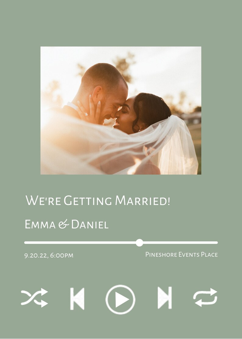 Cute Spotify Themed Wedding Invitation Digital Download | Customizable ...