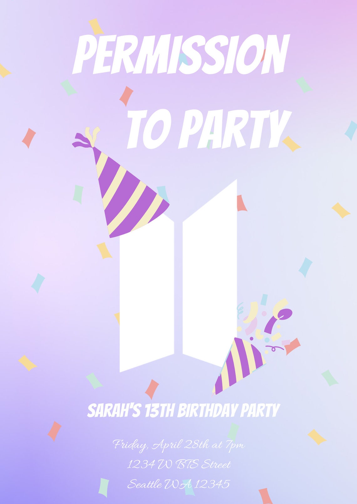 BTS Permission to Dance Themed Birthday Invitation Template | Template ...