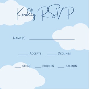 Clouds Themed Wedding Invitation Digital Download | Wedding Editable ...