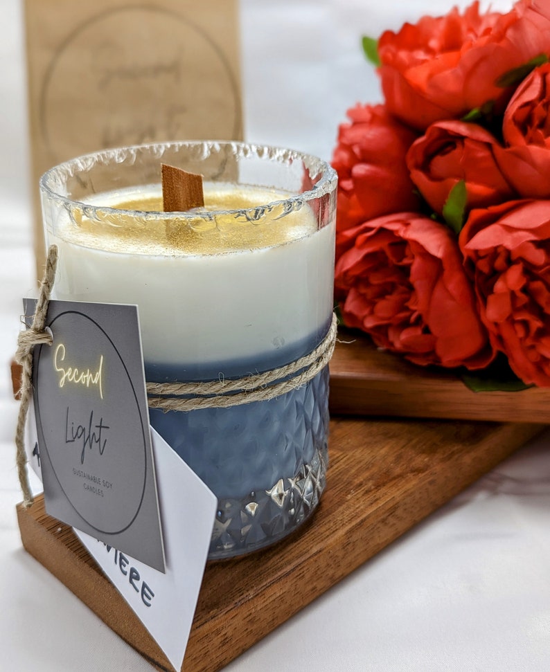 Set of Two Handmade Soy Wax Candles With One Wooden and One Cotton Wick ...