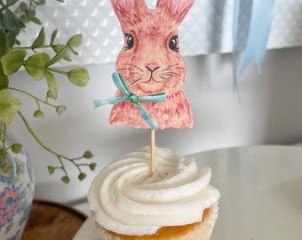 Rabbit Cupcake Toppers // Bunny Cupcake Toppers // Bunny Cupcake ...