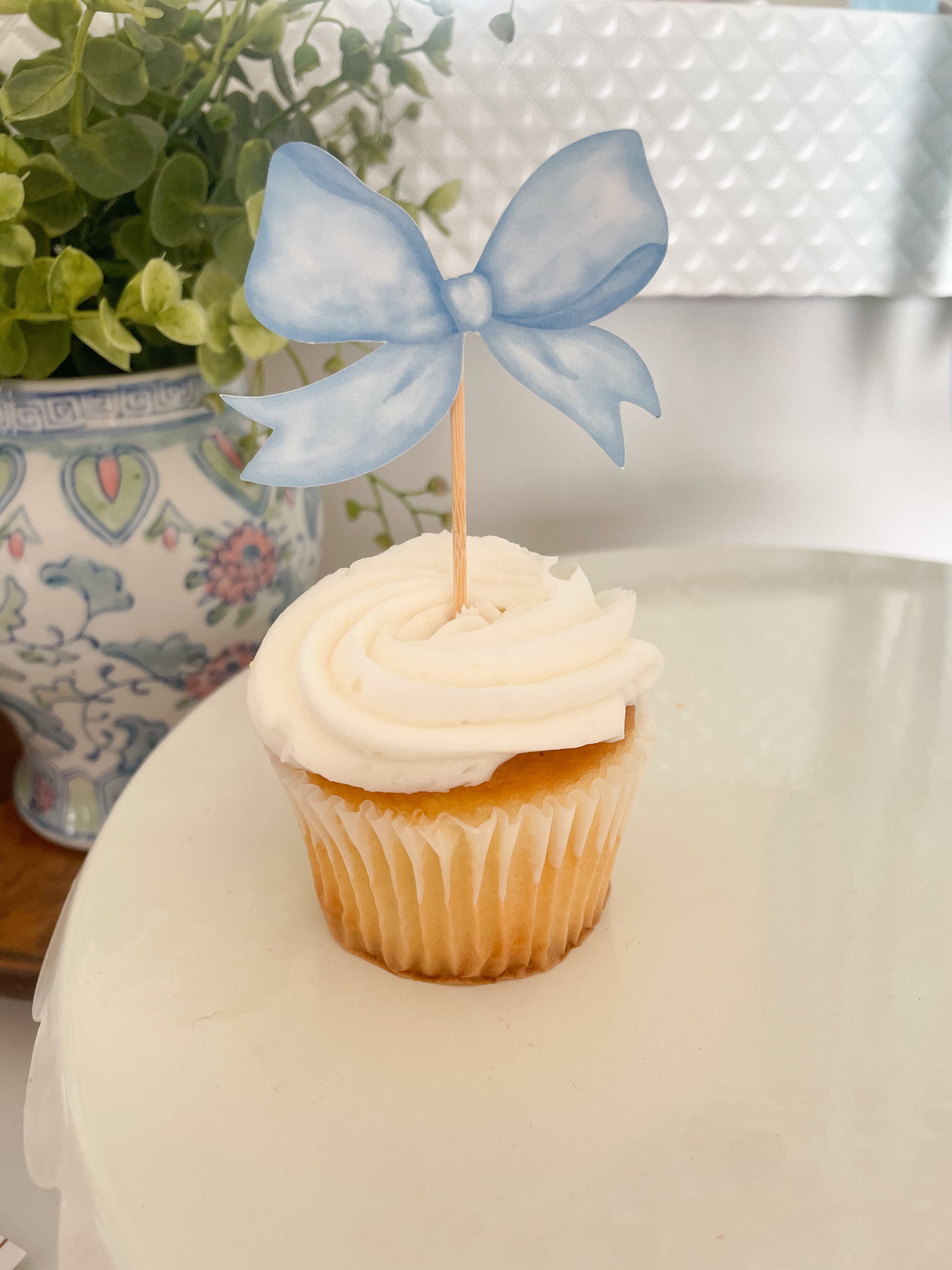 Blue Bow Theme Cupcake Topper - Etsy