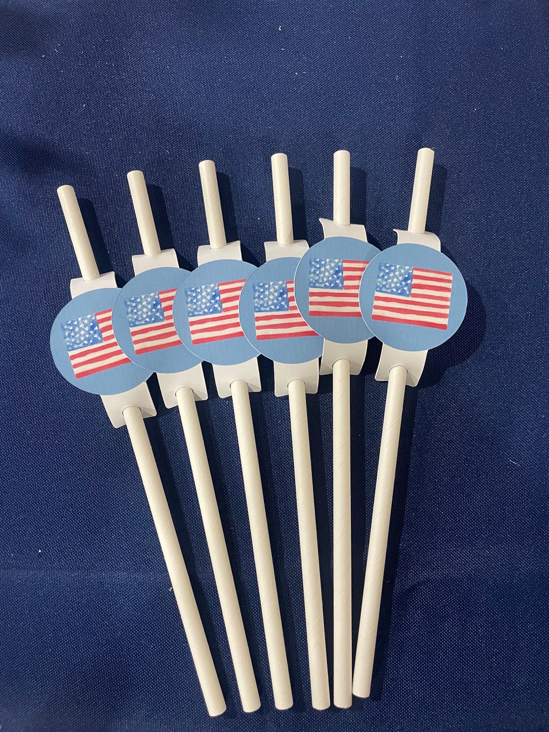 American Flag Patriotic Party Straw Topper - Etsy