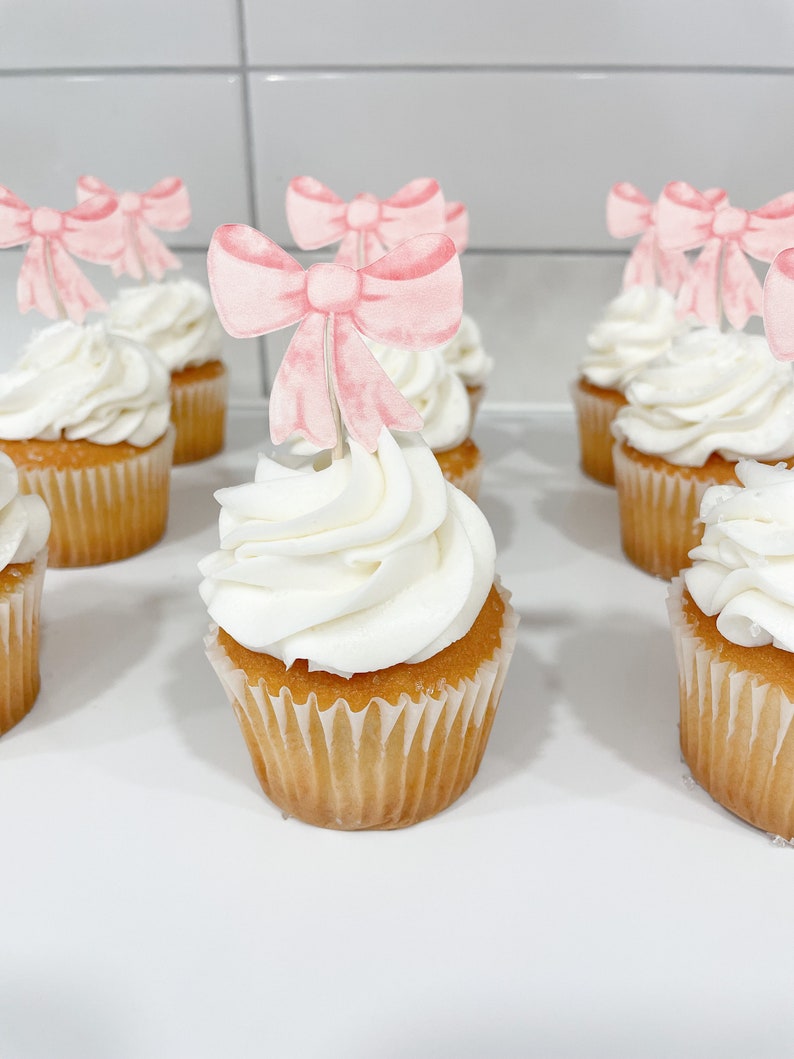 Bow Theme Cupcake Topper - Etsy