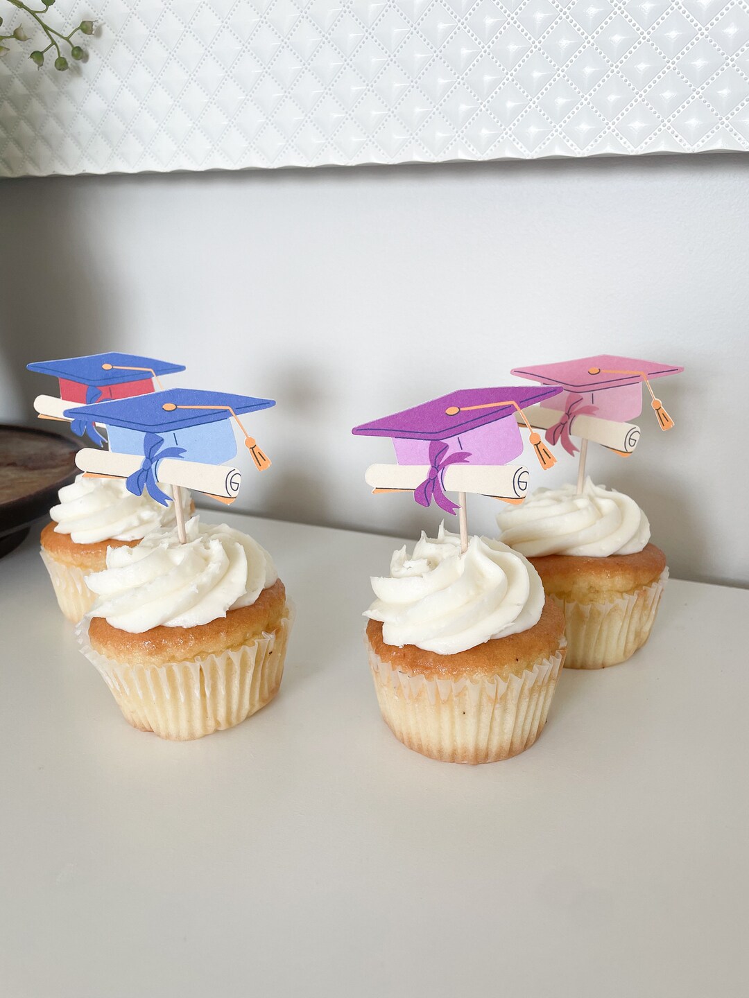 Custom Graduation Party Theme Cupcake Toppers Diploma Graduation Hat ...