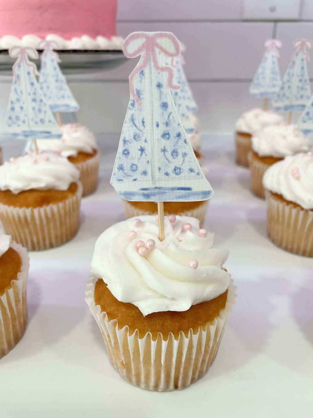 Sailboat Cupcake Toppers Theme Baby Shower Birthday Girl Sweet Classic ...
