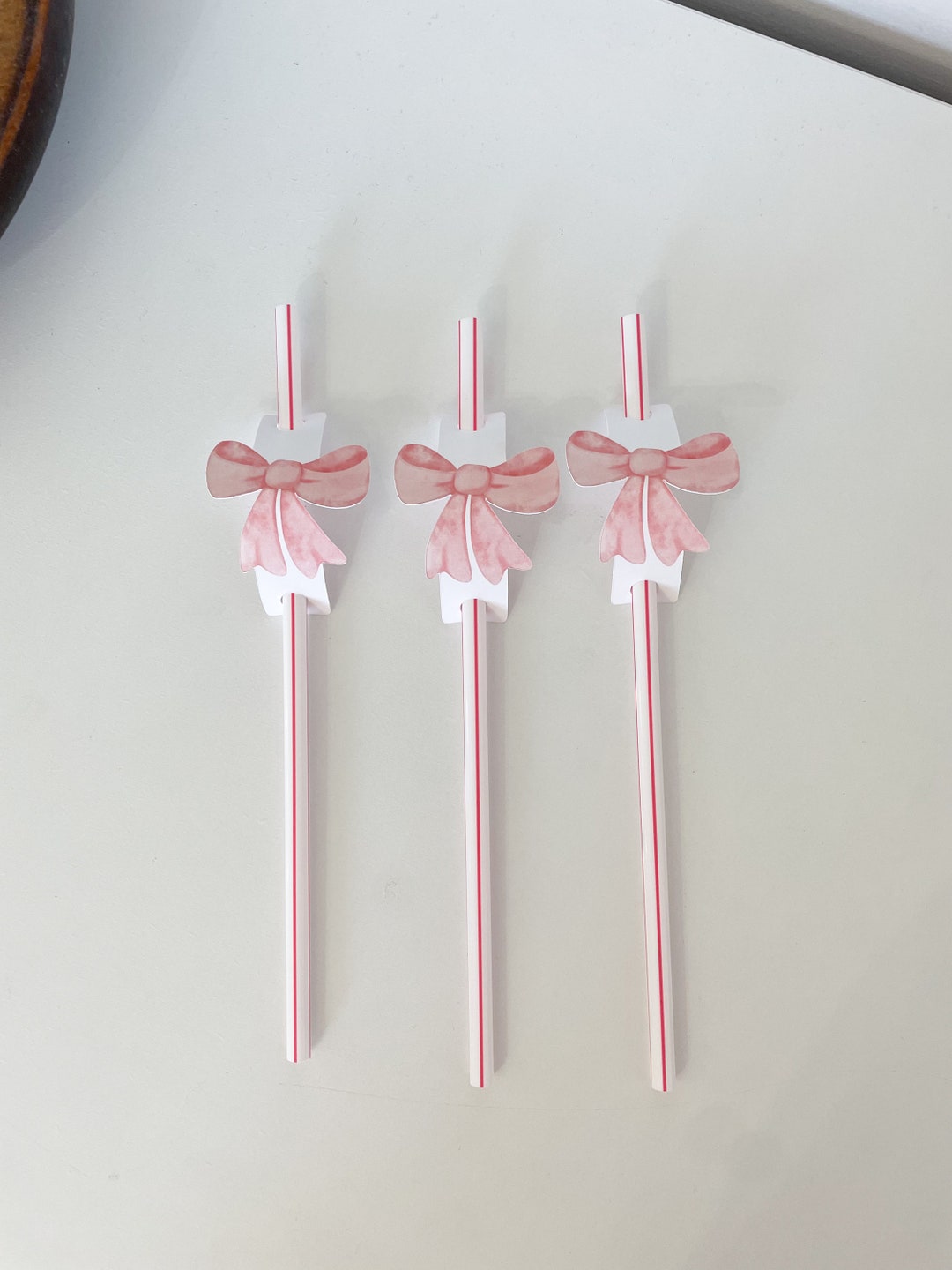 Custom Bow Theme Party Straw Topper - Etsy