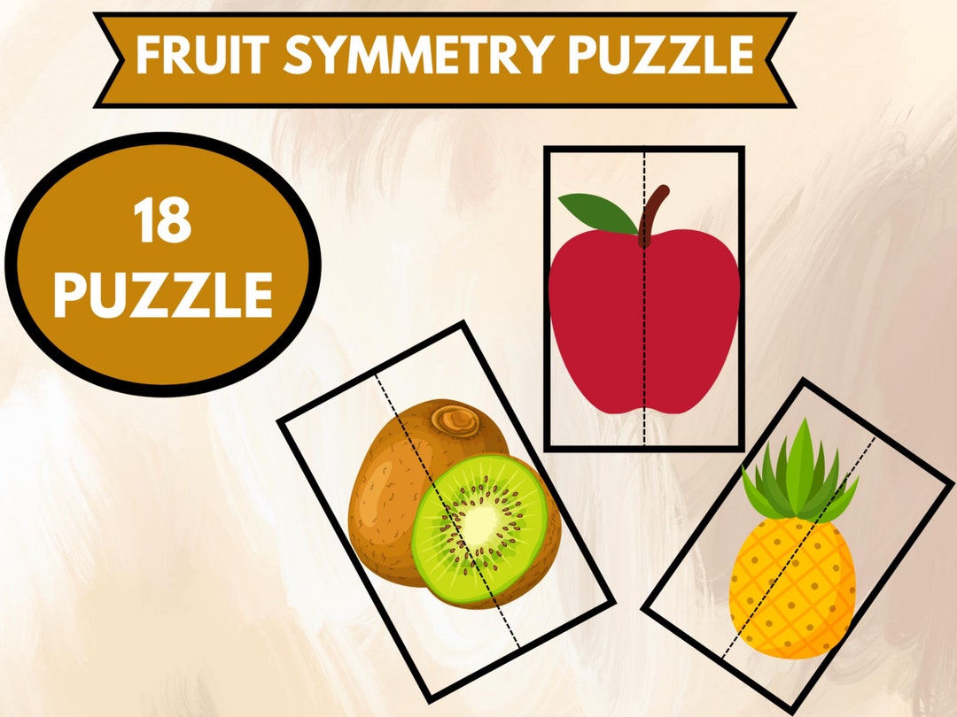 FRUIT PUZZLE SYMMETRY | Matching Cards, Toddler Puzzle, Fruit ...