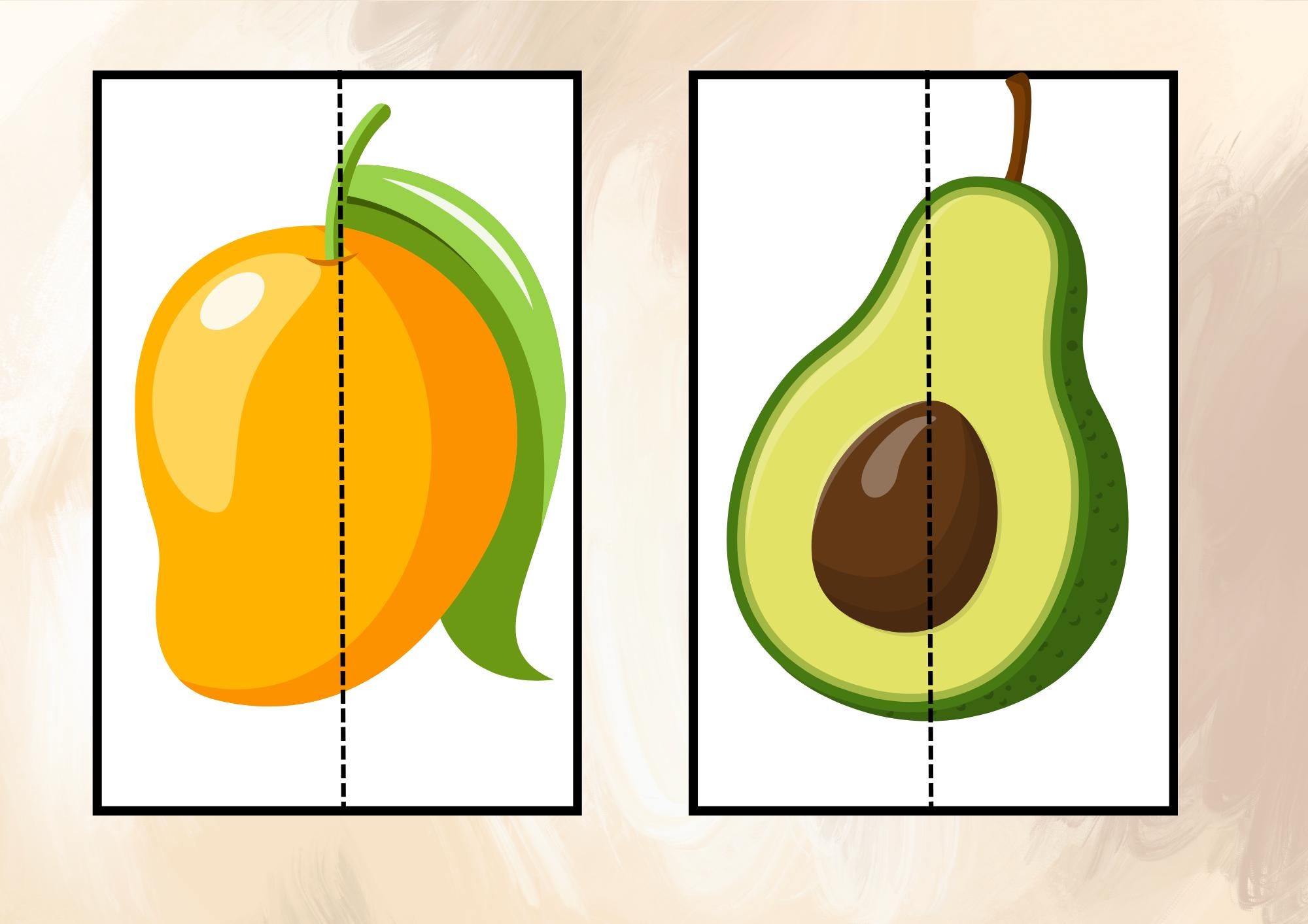 FRUIT PUZZLE SYMMETRY | Matching Cards, Toddler Puzzle, Fruit ...