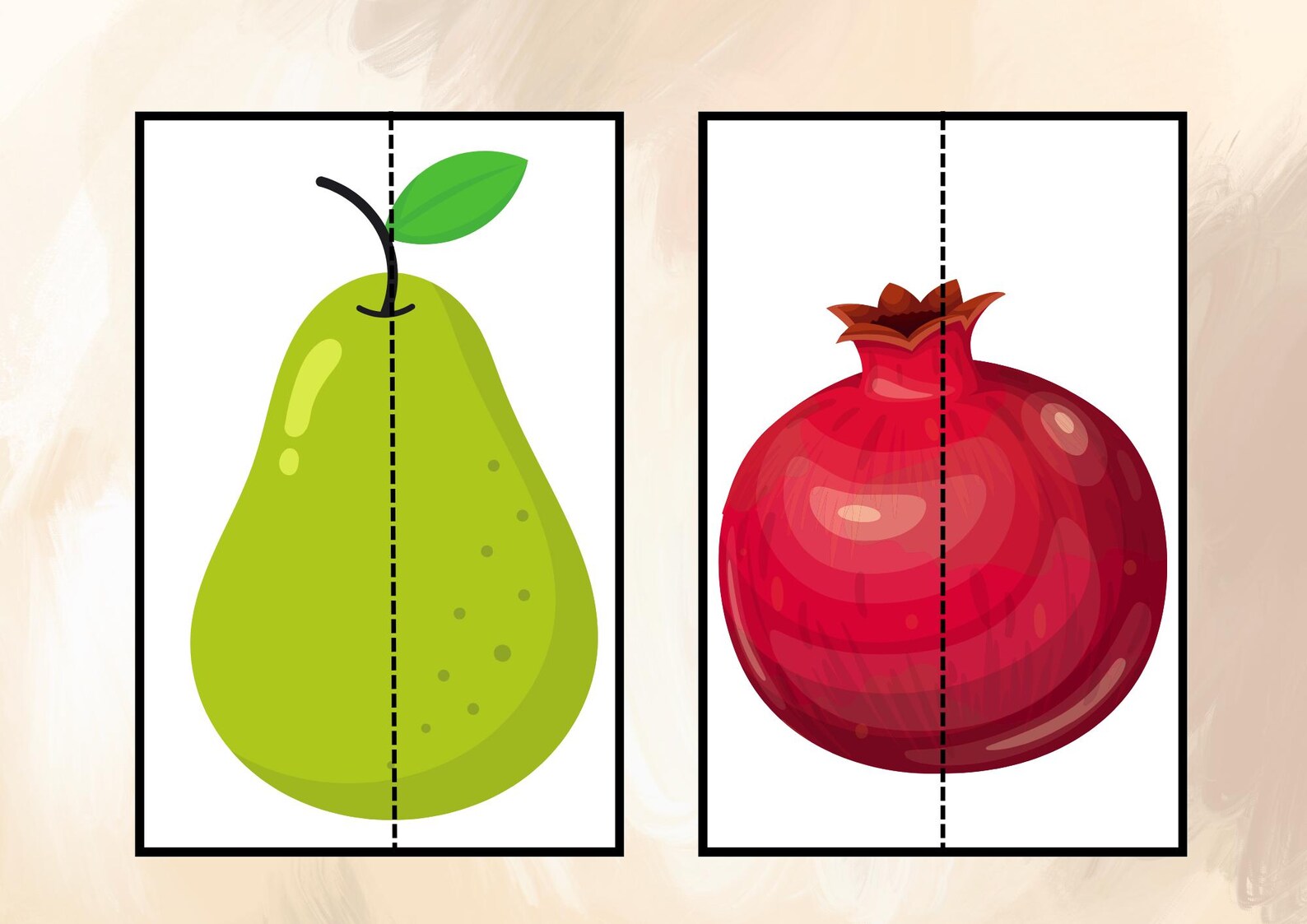 FRUIT PUZZLE SYMMETRY | Matching Cards, Toddler Puzzle, Fruit ...