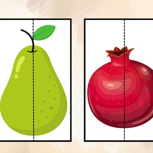 FRUIT PUZZLE SYMMETRY | Matching Cards, Toddler Puzzle, Fruit ...