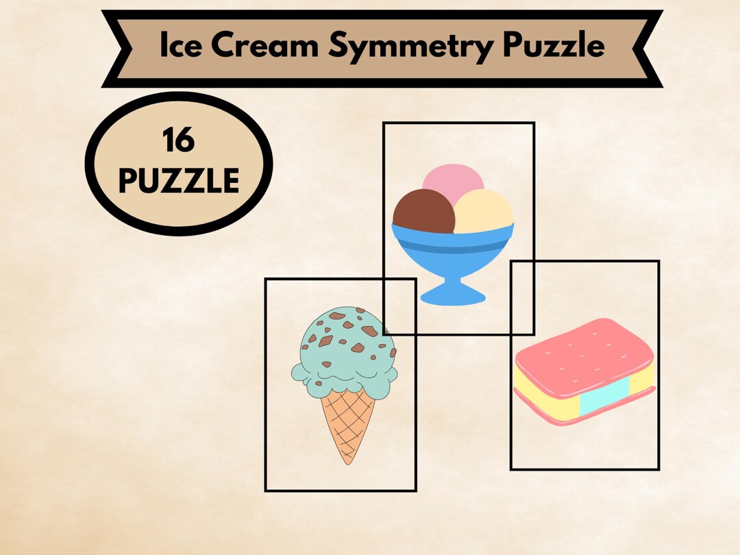 Ice Cream Symmetry Puzzle Matching Cards,toddler Puzzle,preschool, Pre ...