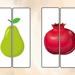 FRUIT PUZZLE SYMMETRY | Matching Cards, Toddler Puzzle, Fruit ...