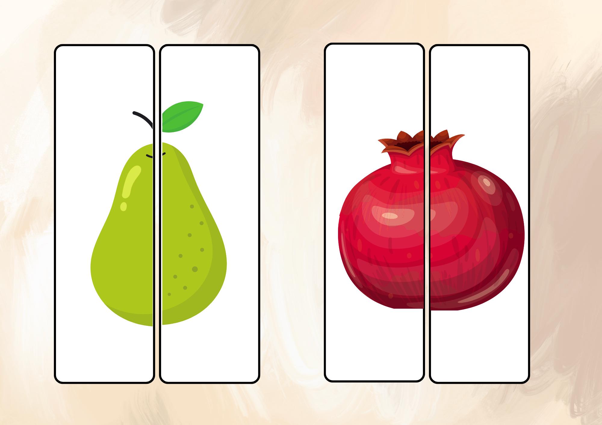 FRUIT PUZZLE SYMMETRY | Matching Cards, Toddler Puzzle, Fruit ...