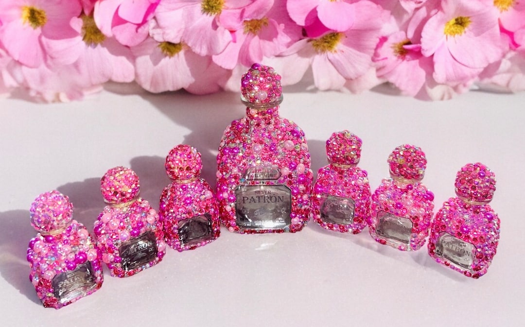 Bedazzled Pink Bling Patron Bottle Set (multiple Bottle Set Options) - Etsy