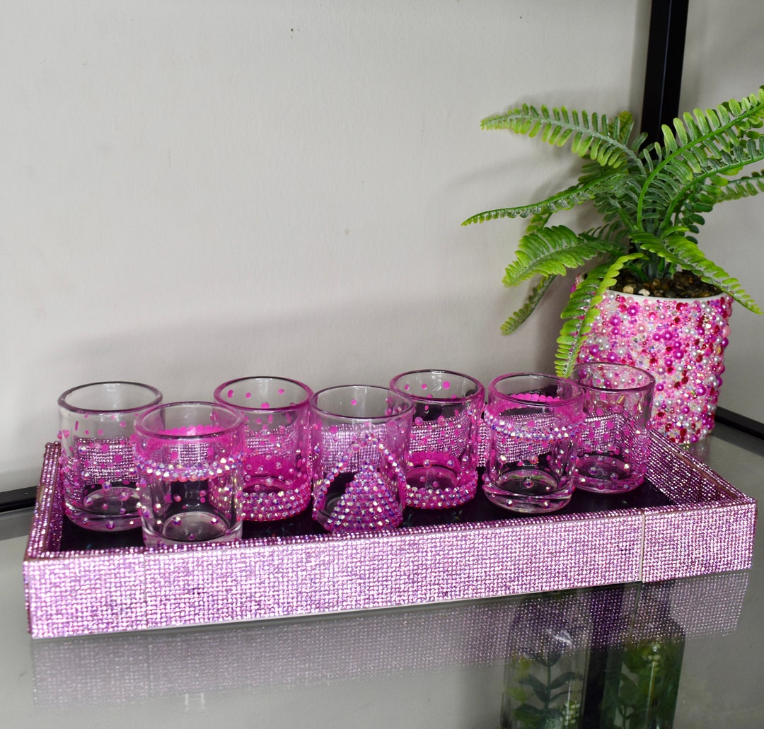 Bedazzled Pink Rhinestone Shot Glass Set of 7 - Etsy