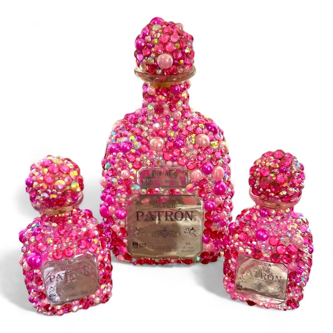 Bedazzled Pink Bling Patron Bottle Set - Etsy