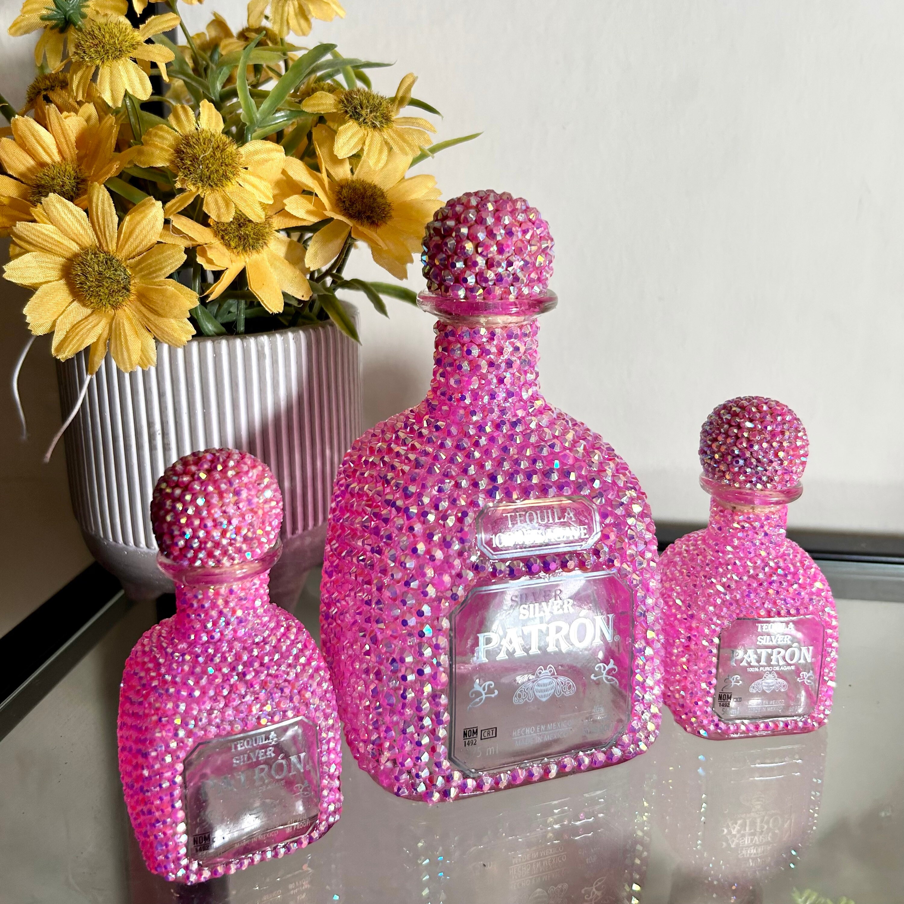 Bedazzled Pink Bling Patron Bottle Set (multiple Bottle Set Options) - Etsy