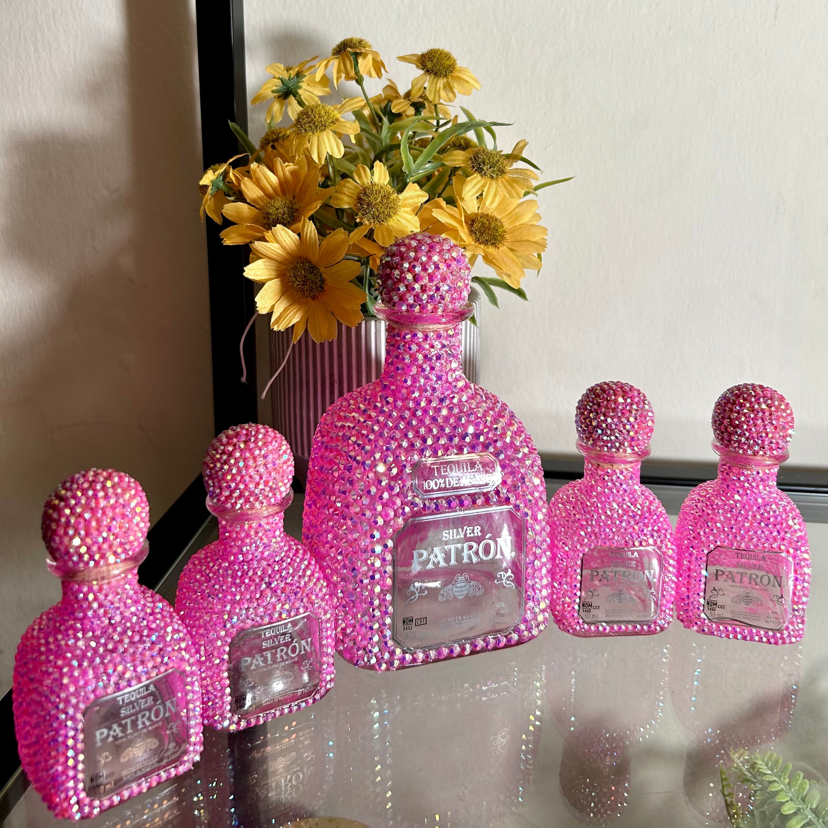 Bedazzled Pink Bling Patron Bottle Set (multiple Bottle Set Options) - Etsy